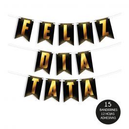 KIT 15 BANDERINES 12 HOJAS STICKERS LETRAS TATA/70